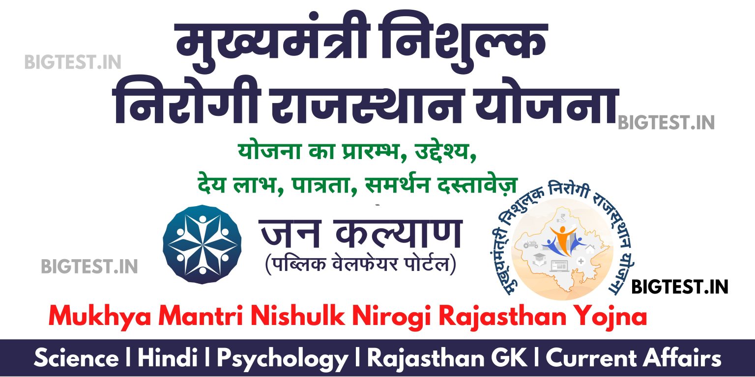 Mukhya Mantri Nishulk Nirogi Rajasthan Yojna - Bigtest.in Rajasthangyan.in
